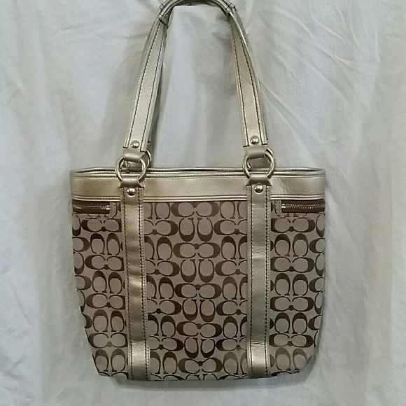 Coach | Bags | Coach Gold Leather And Tan And Brown Purse | Poshmark
